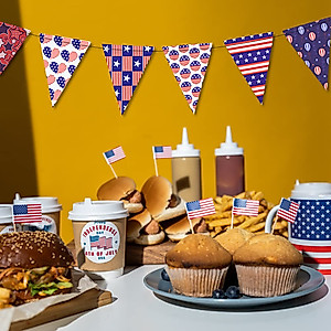 American Flag Cotton Fabric Squares 20x20Inch, 6PCS 4th of July Fabric Red Blue White Star Stripe Heart Balloon Circle Patchwork Sewing for DIY Crafts Supplies, Gift Wrap for American Independence Day