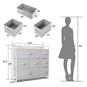 YITAHOME Fabric Dresser with 7 Drawers- Furniture Storage Tower, Chest of Drawer, Organizer Unit for Bedroom, Living Room & Closets - Sturdy Steel Frame, Easy Pull Fabric Bins & Wooden Top