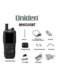 Uniden MHS335BT 6W Class D Floating Handheld VHF Marine Radio with Bluetooth, Text Message Directly To Other Vhf Text Message Capable Radios, IPX8 Submersible Design