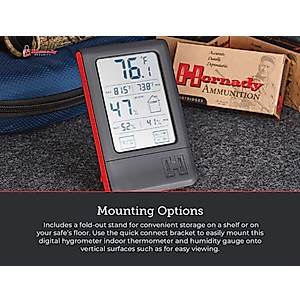 Hornady Digital Hygrometer, 95909 - Indoor Temperature and Humidity Monitor with Touchscreen LCD Display - Ideal Room Thermometer Hygrometer for Gun Safes & Cabinets, Closets, Workbench & More