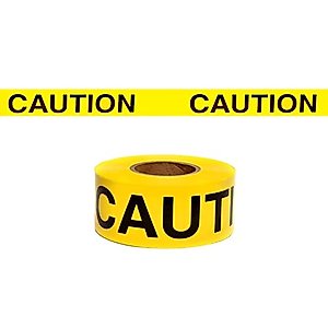Swanson Tool Co., Inc BT30CAU2 Disposable Barricade Tape, 3 in W Ft L X 2 Mil T, Caution, Polyethylene, 300 Feet, Yellow & Black Print