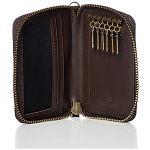 Victorinox Altius Edge Clavius Zippered Leather Key Case w/RFID Protection (Dark Earth)