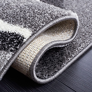 SAFAVIEH Hollywood Collection Area Rug - 9' x 12', Grey & Ivory, Mid-Century Modern Design, Non-Shedding & Easy Care, Ideal for High Traffic Areas in Living Room, Bedroom (HLW766G)