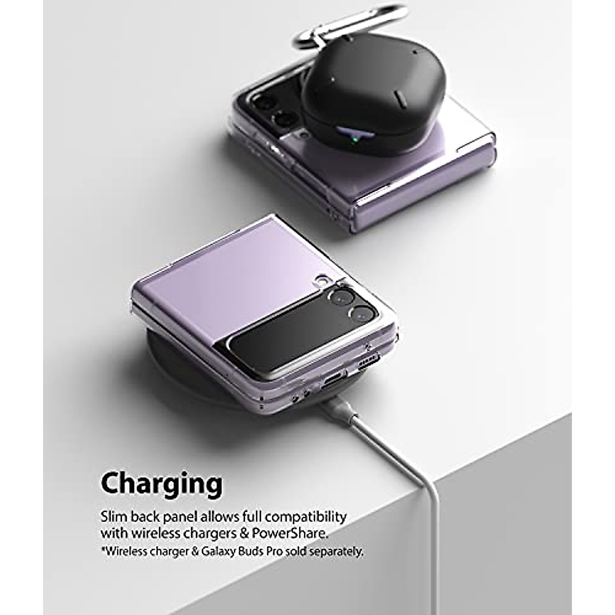 Ringke Slim Case Compatible with Samsung Galaxy Z Flip 3, Premium Thin Transparent Hard PC with Non-Slip Grip Protective Phone Cover for Z Flip3 5G (2021) - Clear