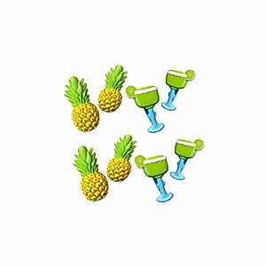 ﻿4 Set (8 Ct) 2X Lemon Green Cup / 2X Pineapple Beach Towel Clips Jumbo Size for Beach Chair, Cruise Beach Patio, Pool Accessories for Chairs, Household Clip, Baby Stroller