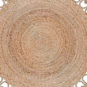 SAFAVIEH Natural Fiber Round Collection 3' Round Natural NFB252A Handmade Boho Country Charm Jute Area Rug