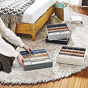 Homsorout Drawer Organizer Divider - Large Fabric Organizer for Clothing, Socks, Panties, Ties - Beige