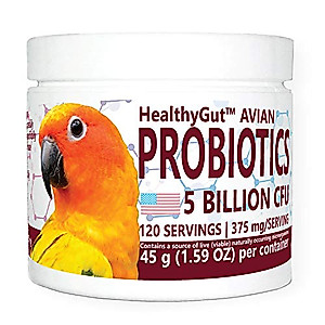 HealthyGut™ Avian Probiotics Dietary Supplement for Parrots, All-Natural Digestive System Formula (120 Servings)