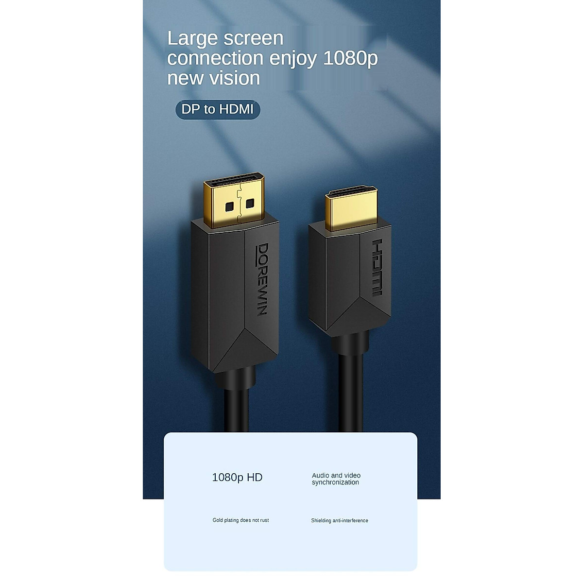 Sheng Jie Dp to Hdmi Adapter Displayport Interface Hd Cable Desktop Computer Host Graphics Card Converter to Monitor Video Cable Adapter Cable 4k60hz Male to Female