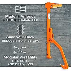 LogOX Hauler Ergonomic Log Hauler Firewood Harvesting Hand Tool, 21” Cant Hook Log Roller, and Carrier (Patented and Made in USA)