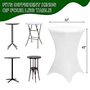 Fixwal Cocktail Table Covers, 2 Pack 32x43 White Round Table Cover, Spandex Stretch Table Cloth for Party, Wedding, Birthday, Banquet