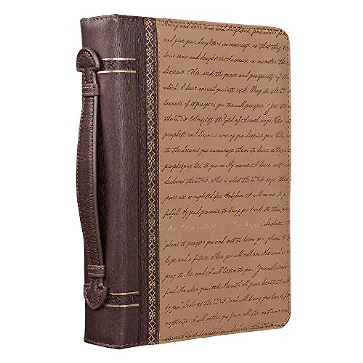 Christian Art Gifts Men's Classic Bible Cover for I Know The Plans Jeremiah 29:11, Brown Faux Leather, Large