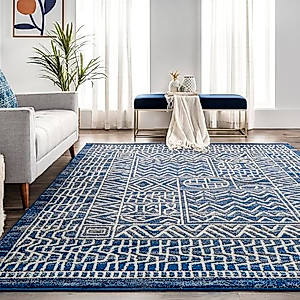 nuLOOM Joannie Contemporary Abstract Patterned Area Rug, 9x12, Blue