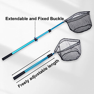 Goture Fishing Folding Landing Net Fishing Nets for Fish with Long Aluminum Handle, Telescoping Pole Handle for Saltwater & Freshwater, Easy Catch & Release, Extending to 70.8/82.7
