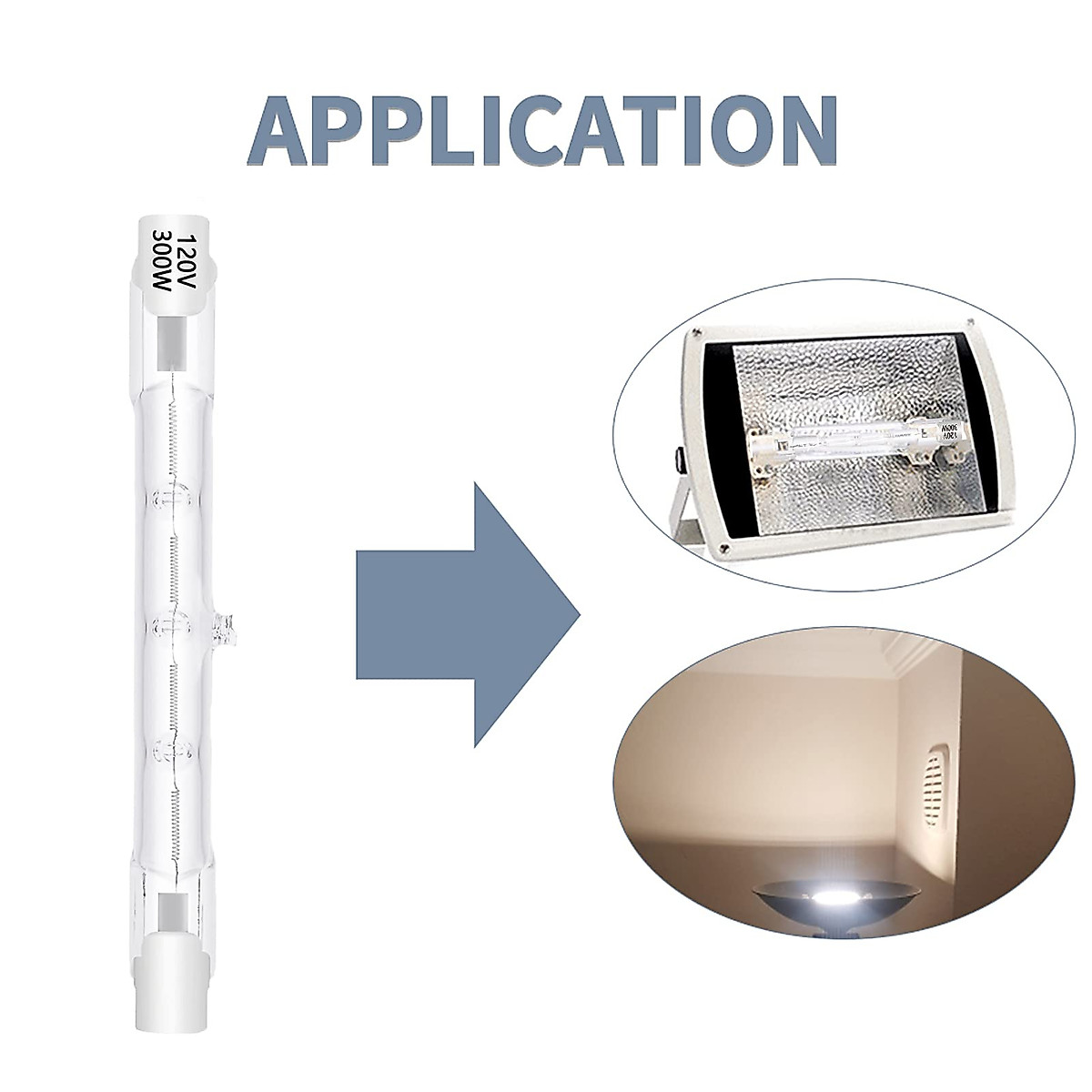 XBOCMY 4 Pack 300W Dimmable Halogen Light Bulbs, 118mm, 4.7-Inch T3 RSC, Warm White, 3000 lumens