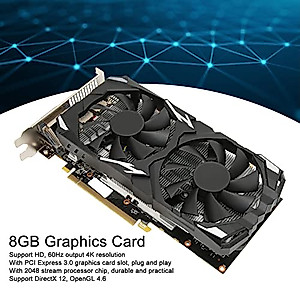 Graphics Card, RX 580 8GB GDDR5 256bit Graphics Card Support 8K 16 PCI Express 3.0, PC Gaming Graphics Card with Dual Fans