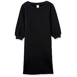 Amazon Essentials Women's Fleece Blouson Sleeve Crewneck Sweatshirt Dress (Available in Plus Size), Black, X-Large