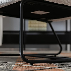 Ya-Home Modern Accent Chair, Upholstered Armless Living Room Chair Lounge Chair Sherpa Fabric with Black Metal Legs Guest Chair for Bedroom Reception Room, White