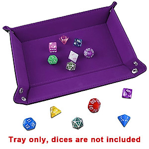 SIQUK Double Sided Dice Tray Folding Rectangle PU Leather and Dark Violet Velvet Dice Holder