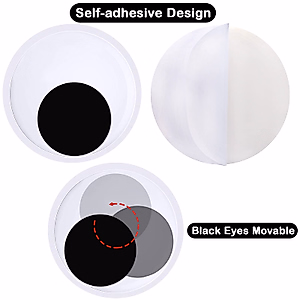 Cinvo 7 Inch Giant Googly Eyes Self Adhesive 18cm Big Wiggle Eyes Large Sticky Eyes for Party Decorations Refrigerator Door Christmas Trees Lawns Car Classroom DIY Craft Projects (Pack of 2)