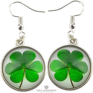 Soul Statement Clover Dangle Coin Earrings Shamrock St Patrick's Day Green Jewelry