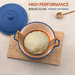 2PCs GUY DREAM Silicone Baking Mat for Dutch Oven - Non-stick Bread Sling - 8.3 Inch Reusable Bread Baking Mat – Silicone Dutch Oven Liner with Long Handles & 1 Set of Silicone Brush & Spatula