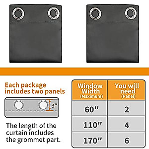 YoungsTex Blackout Curtains for Bedroom - Thermal Insulated Room Darkening Curtains Grommet Window Drapes for Living Room, 2 Panels, 42 x 63 Inch, Dark Grey