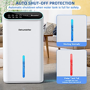 Dehumidifiers for Home, Up to 800 Sq.ft, 86oz Water Tank, Dehumidifiers for Bedroom with Essential Oil Diffuser, 7 Color LED Light, 24H Timer, Auto Shut-off, Ideal for Bathroom Basement Closet RV