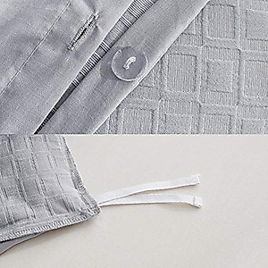 David's Home Cotton Blended Duvet Cover Set King, Ultra Soft Cozy Check Gingham Comforter Cover Set, Yarn Dyed Geometry Plaid Bedding 3 PCS for All Season, 106"x92", Light Grey