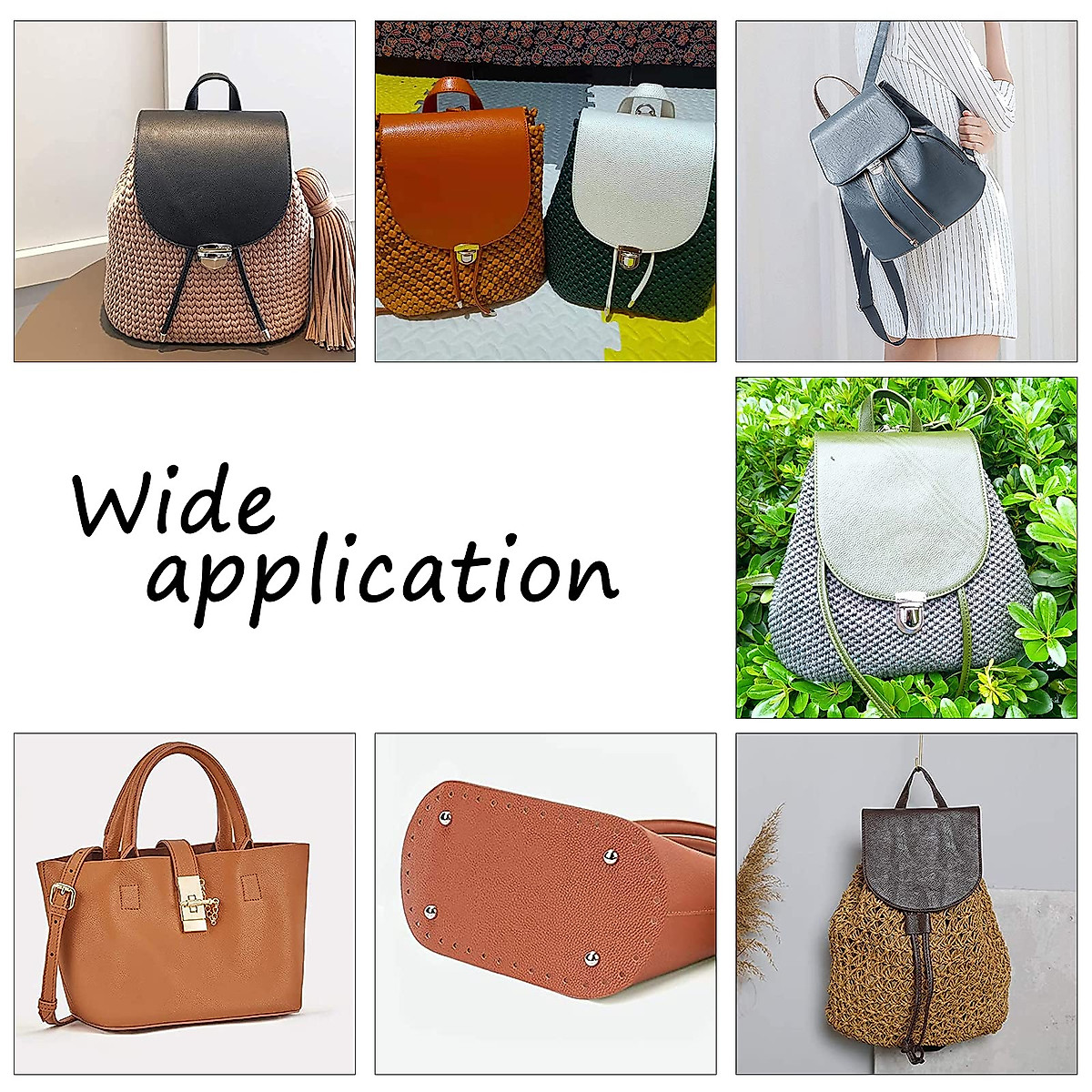 PH PandaHall Black PU Leather Backpack Making Kits DIY Knitting Crochet Bags Bag Bottom Shaper Pad Insert Cushion Base with Holes Bag Straps Clasps for Knitting Woven Bags DIY Backbag Purse