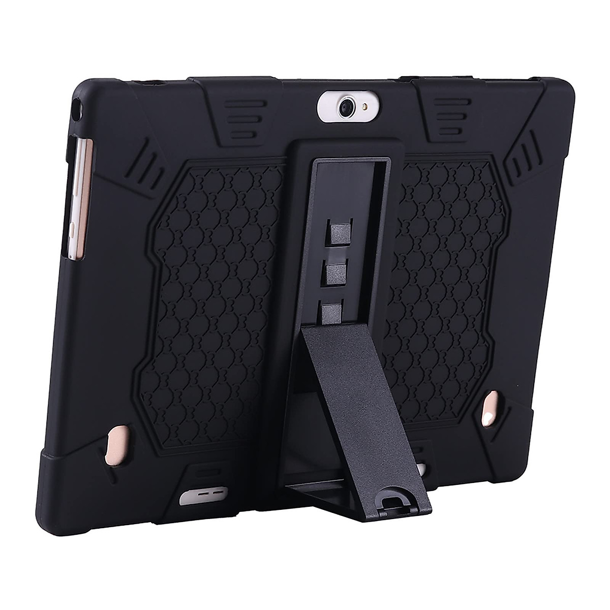 HminSen Case for YELLYOUTH 10.1 inch Android Tablet, Silicone Adjustable Stand Cover Compatible with Hoozo 10,Wecool 10.1 Inch Android Tablet, ZONKO 10.1 Inch Tablet (Black)