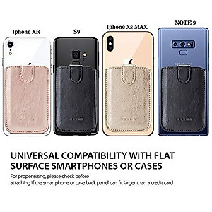 Phone Card Holder RFID Blocking Sleeve, Pu Leather Back Phone Wallet Stick-On Pull up 5 Card Holder Universally Pocket Covers Credit Cards Cash for iPhone/Android/Samsung/All Smartphones(RoseGold)