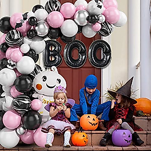 Halloween Balloon Arch Garland kit,BTZO Pink and Black Balloons for Girls Birthday Party Baby Shower Decorations Boo Party Kids Halloween Theme Party Background