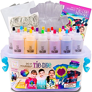 Hapinest Tie Dye Kit for Kids Age 8-12 & Up Girls Boys Teens, Clothing Shirt Fabric Dye Arts and Crafts Gifts Party Supplies, Kids Tie Dye Kit for Large Group, 18 Pre-Filled Bottles w/14 Colors
