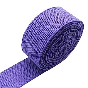 Purple Wired Burlap Ribbons 2.5" 10 Yards, Spring Solid Wired Edge Decoration Wired Ribbon Fabric Craft Ribbon Burlap Wrapping Ribbon for Holiday Wrapping DIY Craft Party Decoration Wreath Bow