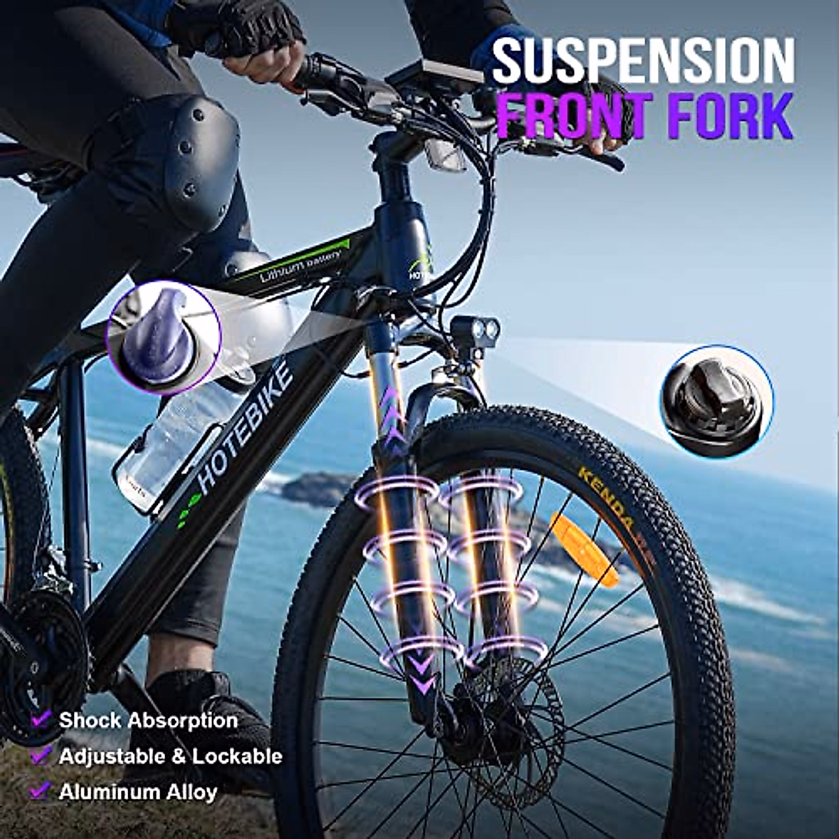 HOTEBIKE 350W Electric Bike for Adults with 36V 10AH Removable Hidden Battery, Electric Mountain Bike 27.5" Ebike for Men Women, Electric Bicycle with Shimano 21 Speed Gears