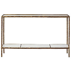 Signature Design by Ashley Ryandale Modern Console Sofa Table, Antique Brass Finish