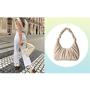 Women'S Ruched Hobo Handbag, Trendy Sofii Shoulder Bag, Small White Purse