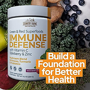 COUNTRY FARMS Immune Defense Superfoods Drink Mix, Supports Immune Defense, Vitamin C with Black Elderberry, Supports Hydration, with Probiotics and Prebiotics, Berry Flavor, 40 Servings