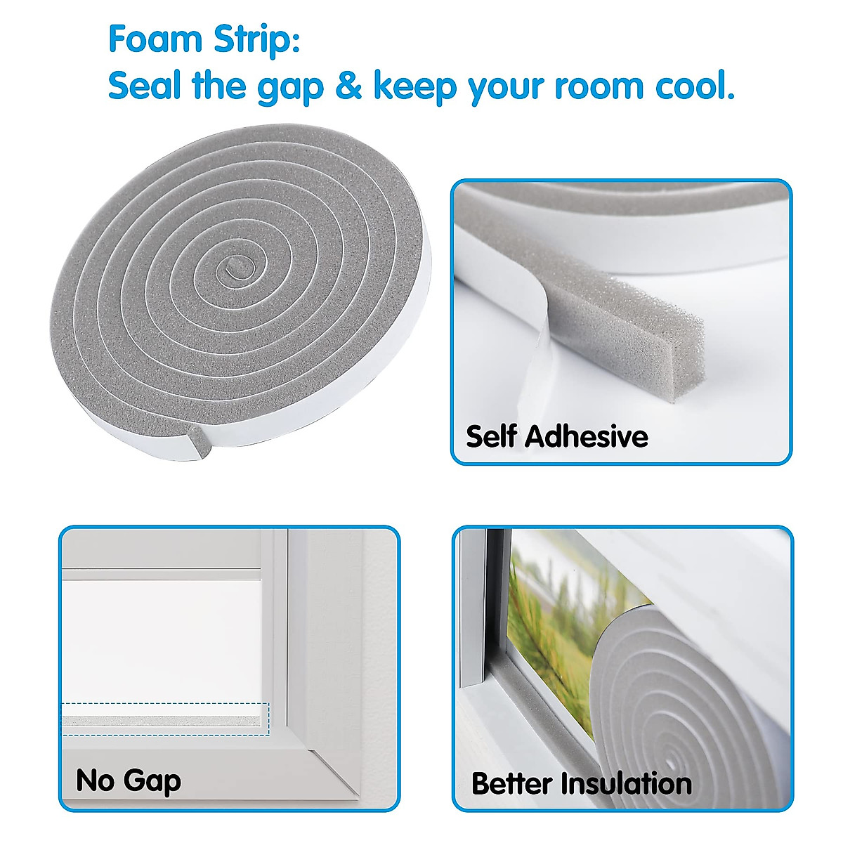 Air Jade Portable Air Conditioner Window Kit, Universal Fit AC Exhaust Hose of 5" Diameter, Sliding Window Vent Kit with Foam Seal Strip, Adjustable AC Window Kit for Mobile Air Conditioner