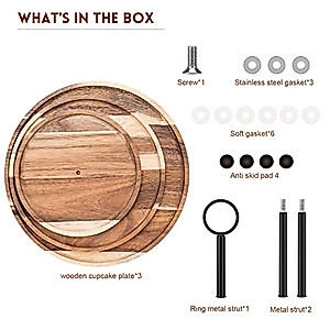 3 Tier Cupcake Stand, Large Wood Tiered Serving Tray Cupcake Tower, Serving Stand Display Dessert Cookie Candy Buffet Holder for Home Tea Party, Wedding, Farmhouse Decor, Kitchen Decor