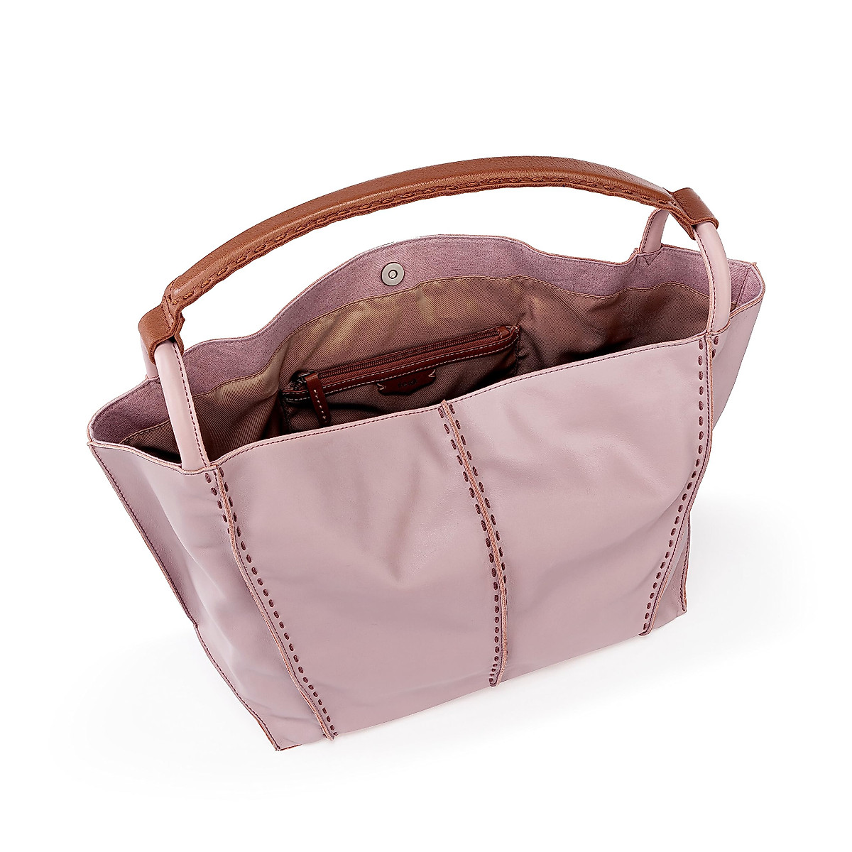 The Sak Los Feliz Large Tote Bag in Leather, Lined Purse with Single Shoulder Strap, Rosewood