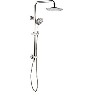 BRIGHT SHOWERS Rain System Including 9 Inch Rainfall shower head and Handheld with Height Adjustable Holder, Solid Brass Rail and 60 Inch Long Stainless Steel Shower Hose