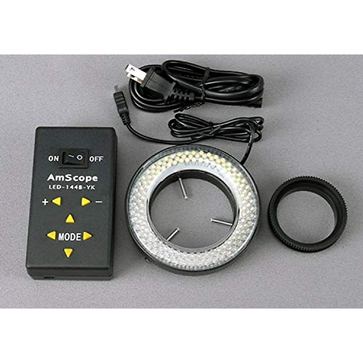 AmScope LED-144A 144-LED Lighting-Direction-Adjustable Microscope Ring Light with Adapter for Stereo Microscopes