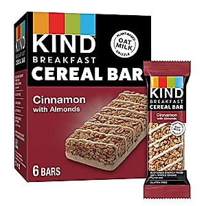 KIND Breakfast Cereal Bars, Gluten Free Snacks, Cinnamon with Almonds, 9.3oz Box (6 Bars)