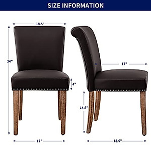 subrtex Dining Set Parsons Chairs, Large Set of 2, Leather/Brown