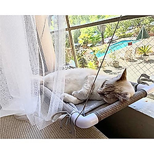Pupagree Cat Hammock for Window, Cat Window Perch with Sturdy & Space-Saving Design 丨Waterproof Cat Perch for Your Feline's Comfort and Enjoyment (Beige)