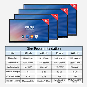 JAV Smart Board 55" Smartboard Interactive Whiteboard for Office, Digital Interactive White Board Electronic Smartboards for Classroom (Wall Mount Included)