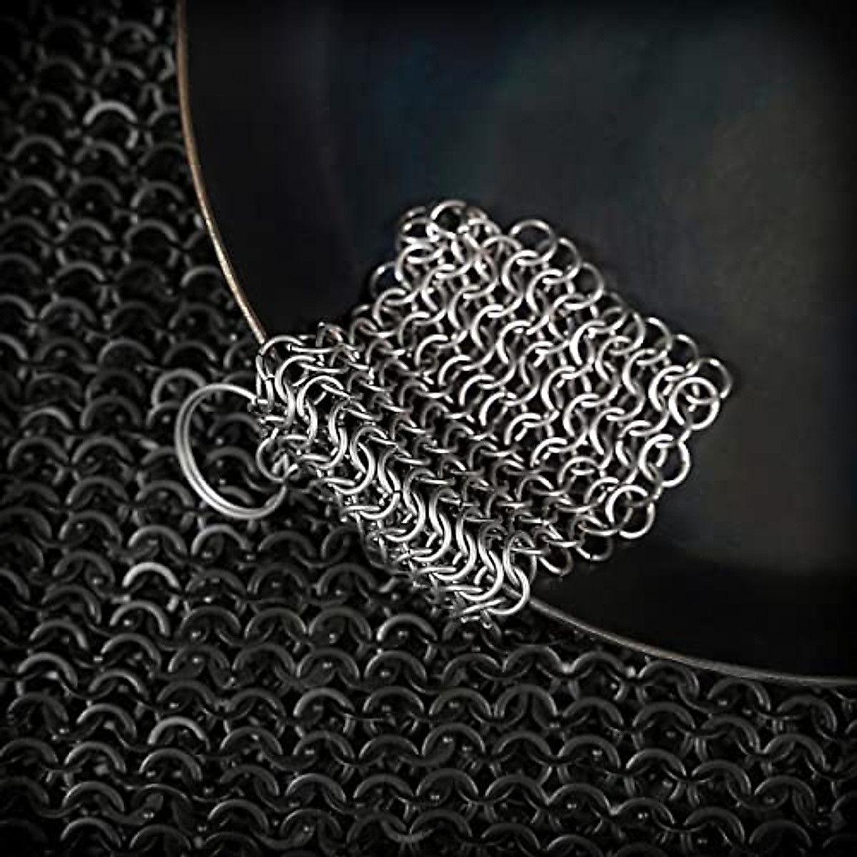 Mythrojan Chainmail Stainless Steel Scrubber: Ideal for Cleaning Cast Iron Skillet, Wok, Cooking Pot, Griddle or Cast Iron Cauldron Maintenance