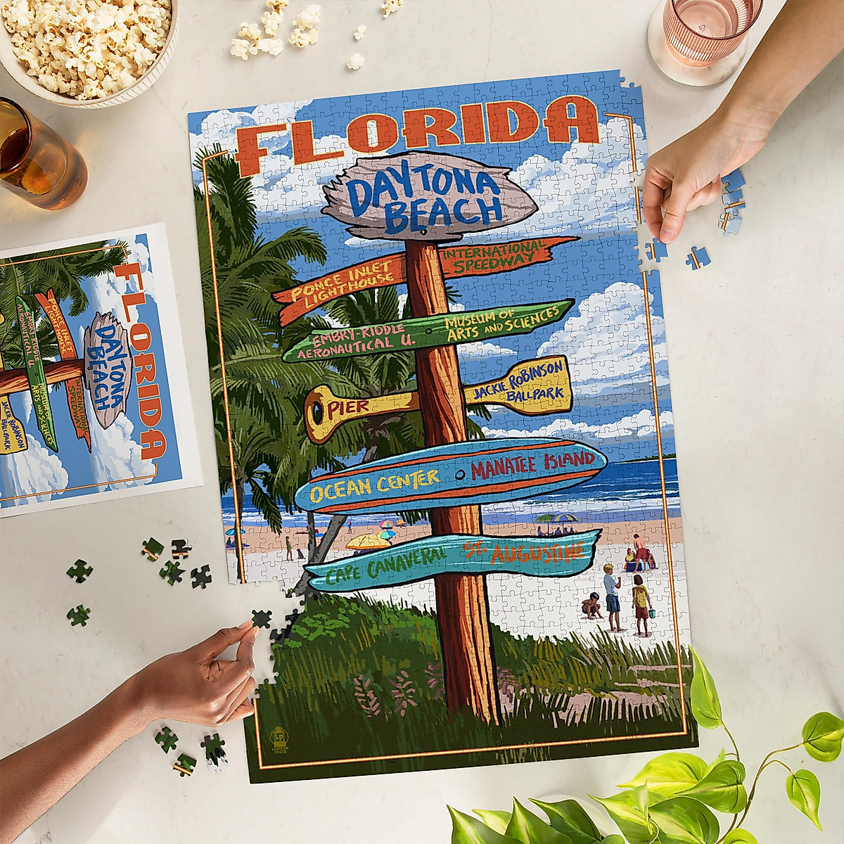 Daytona Beach, Florida, Destinations Sign (1000 Piece Puzzle, Challenging Jigsaw Puzzle for Adults, Made in USA)